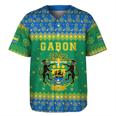 Gabon Baseball Shirt Christmas Coat of Arms