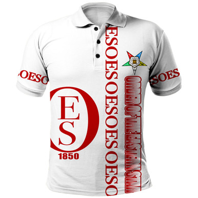 Order of the Eastern Star Polo Shirt White OES Style
