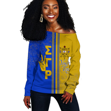 Sigma Gamma Rho Off Shoulder Sweatshirt Custom Rhoyalty Rose Style