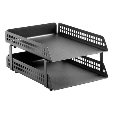 Square Punch Steel Two-tier Letter Tray – Square Punch Desk Sets | Sho