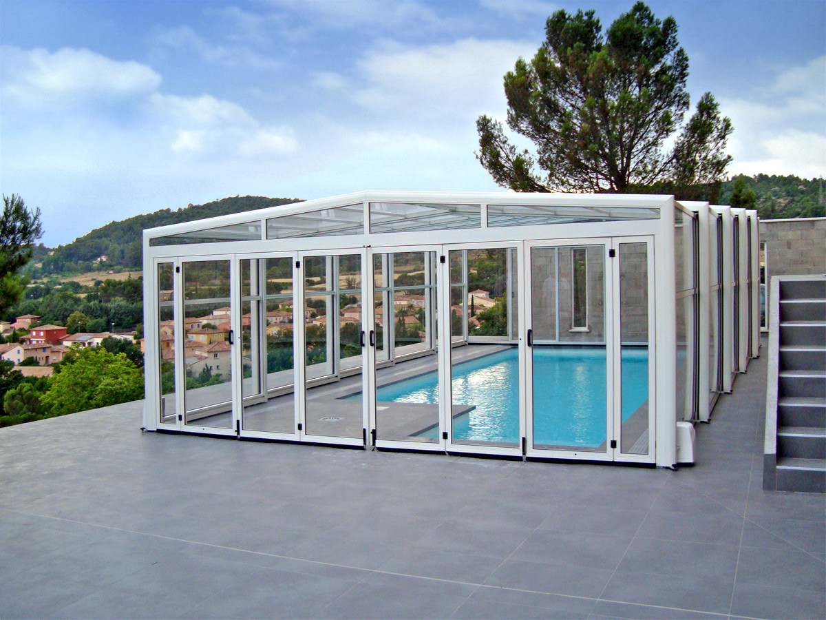 Orion Wide and Tall Telescopic Retractable Swimming Pool Cover Enclosure