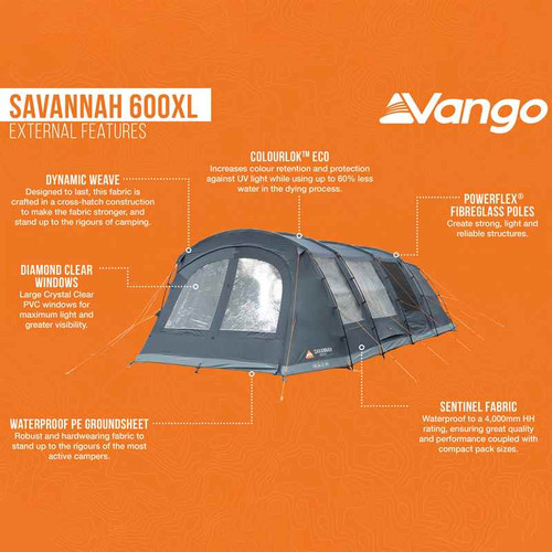 Vango Savannah 600XL 6-Person Family Tent