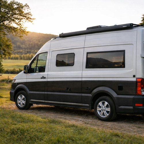 Adventurer curved frame top hung hinged tinted low profile caravan and ...