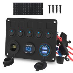 Multi-Function 5-Gang Rocker Switch Panel for Campervans & Motorhomes