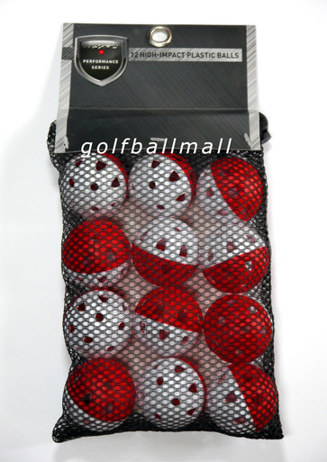 Maxfli High-Impact White+Red Plastic Practice Balls | GolfBallMall