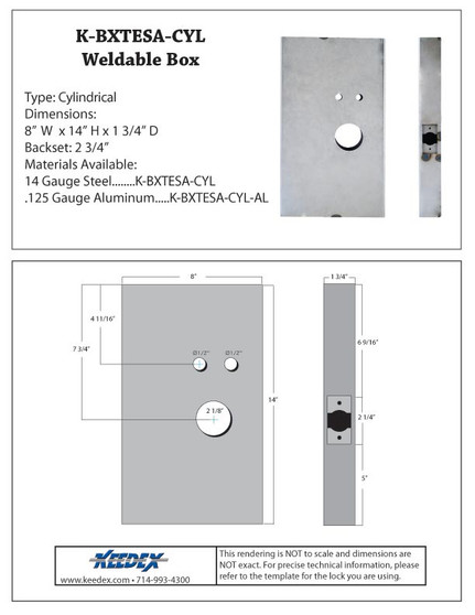 KEEDEX K-BXTESA-CYL - Weldable Box Onity Entry Systems Cylindrical Lock ...