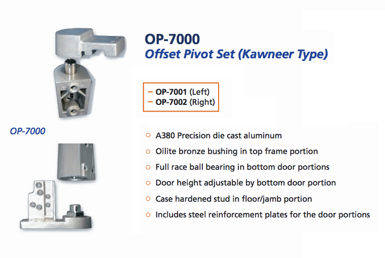 IDC OP-7002 AL RH - Kawneer style offset pivot Aluminum finish ...