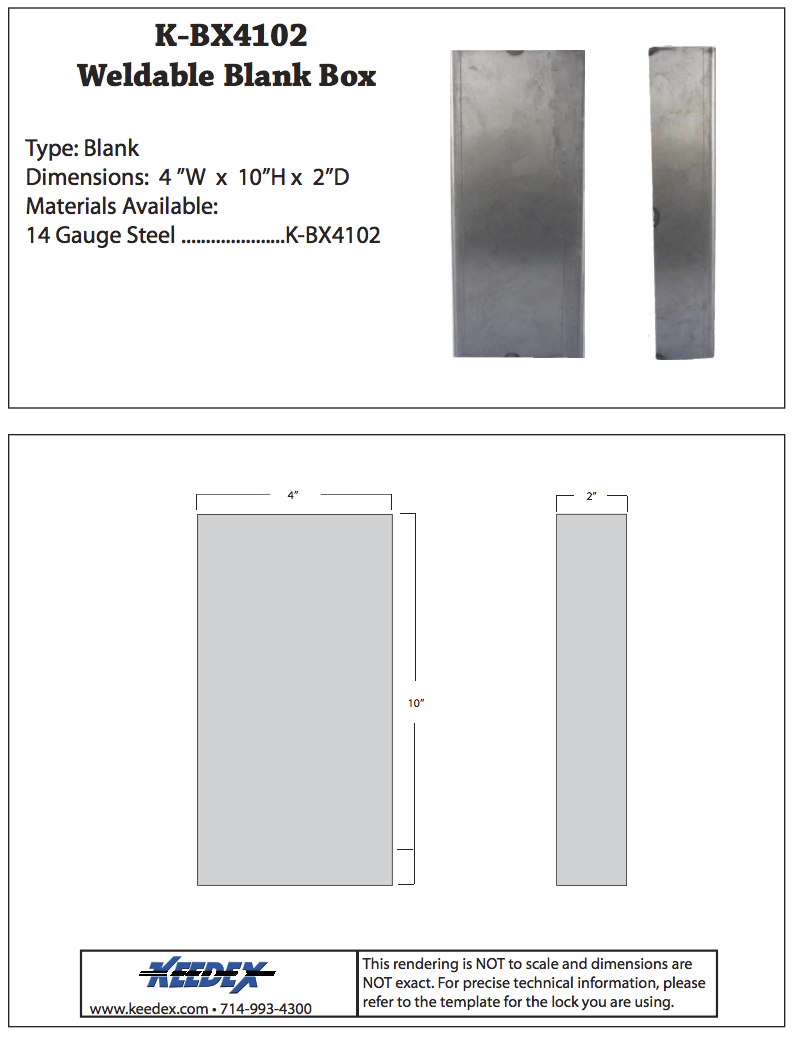 KEEDEX K-BX4102 - Blank Weldable Box 4" W x 10" L x 2 "H - No Holes ...