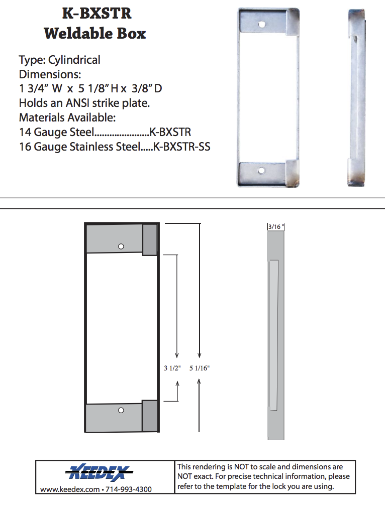 KEEDEX K-BXSTR - Weldable Bracket For Large ANSI Strike - Pacific Lock ...