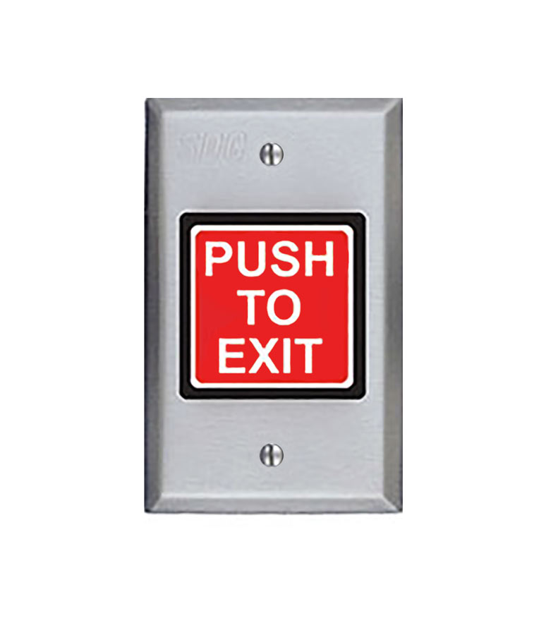 SDC 423PU - EXIT SWITCH - PUSH TO EXIT 2" sign - integrated pneumatic ...