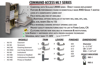COMMAND ACCESS ML 180EU 12V REX - Mortise Lock Chassis, Electrically ...