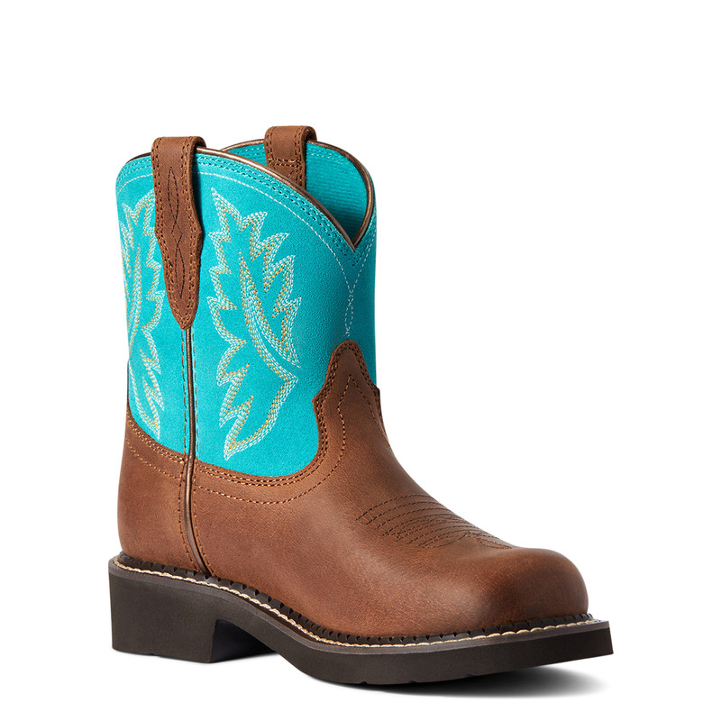 Ariat Kids Fatbaby Heritage Distressed Brown/ Turquoise - Airds Of ...