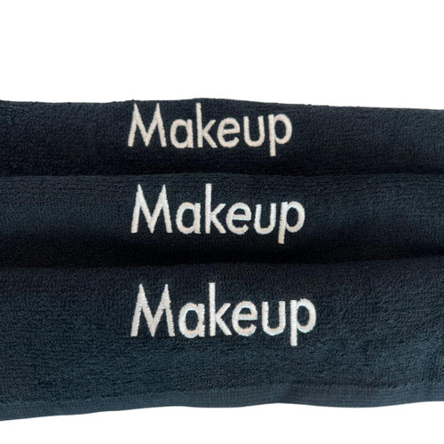 Embroidered Makeup Remover Face Cloth 12x12" - Black (300 pcs)