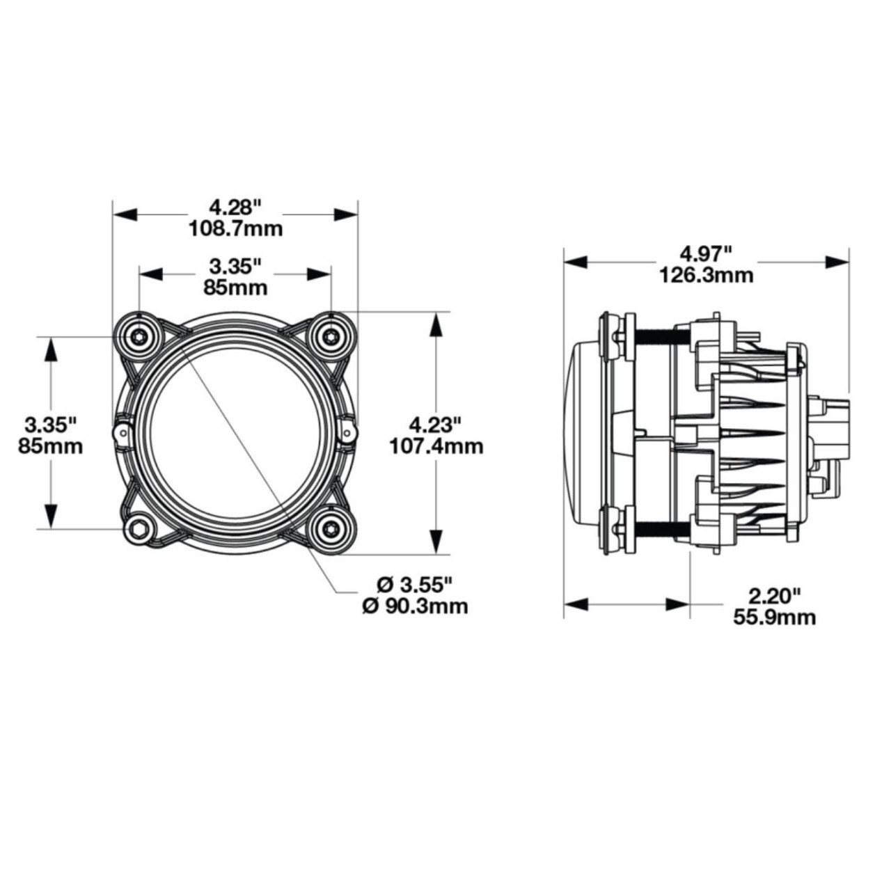 Mounting Frame 3mm, 90mm Light 3 Point Mount - TWL NZ