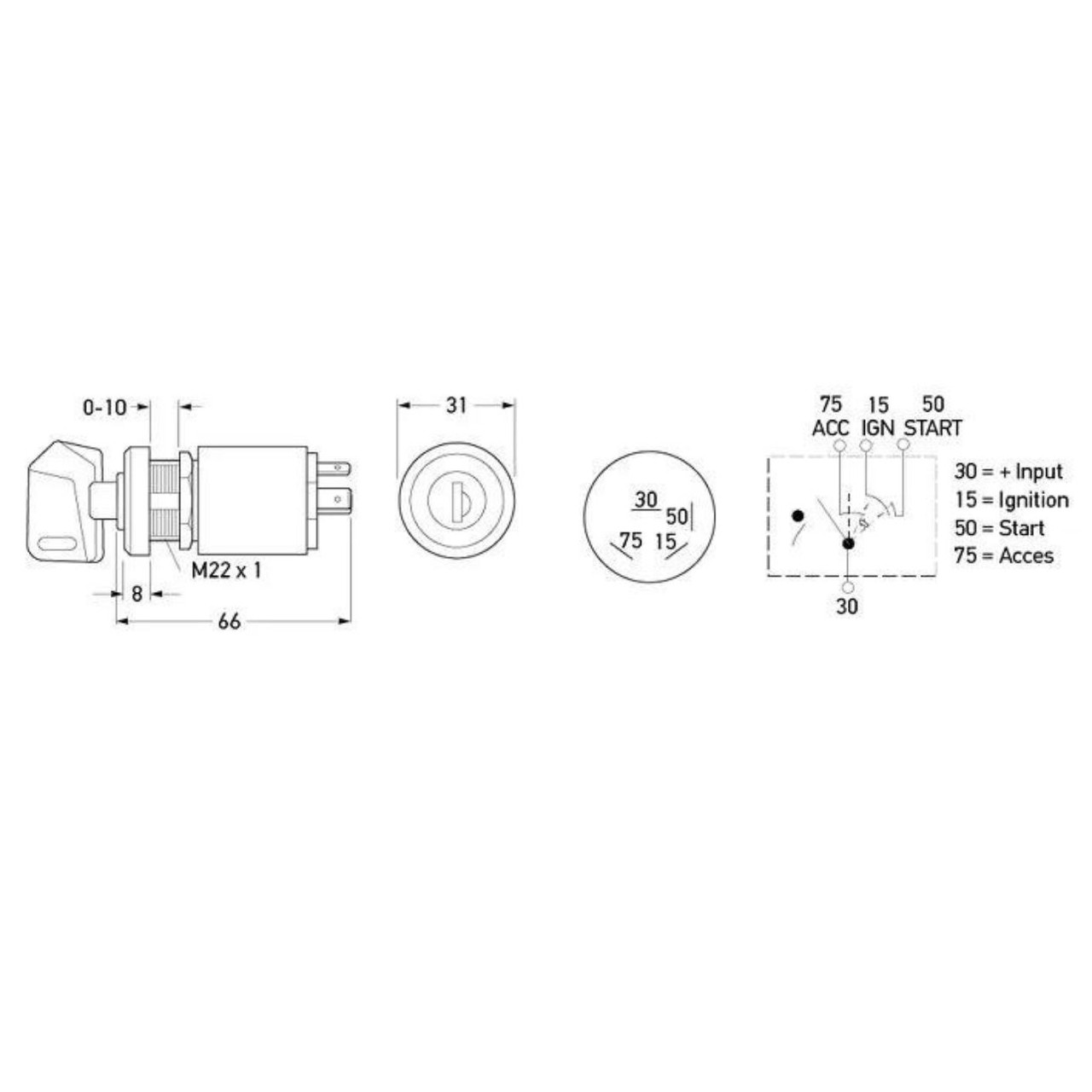 Hella Switch Ignition 18mm Diameter Mount - TWL NZ