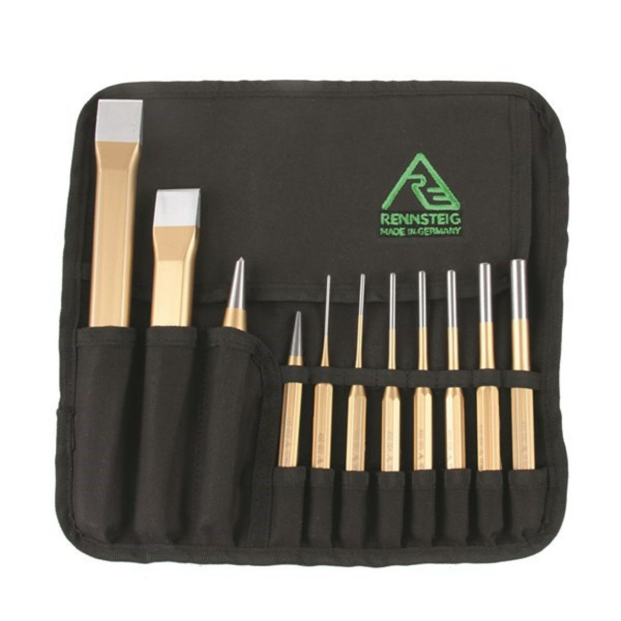 Rennsteig Chisel, Pin & Centre Punch Tool Roll 11pc - TWL NZ