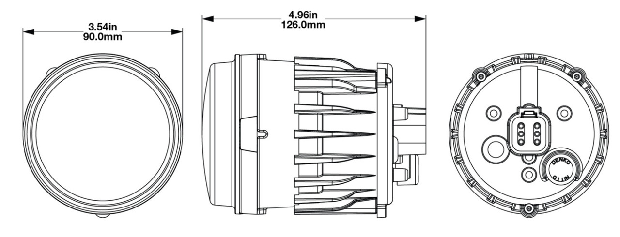 Headlight LED 90mm 5 in 1 Model 93 Hi Low DRL Front Pos Turn - TWL NZ