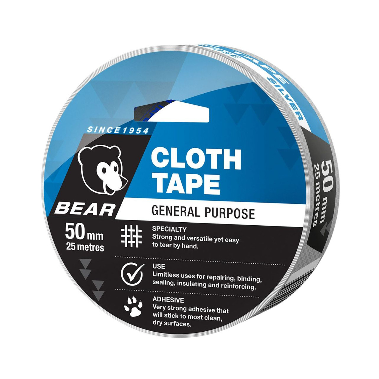 Bear Cloth Duct Tape 50mm x 25M - Silver - TWL NZ