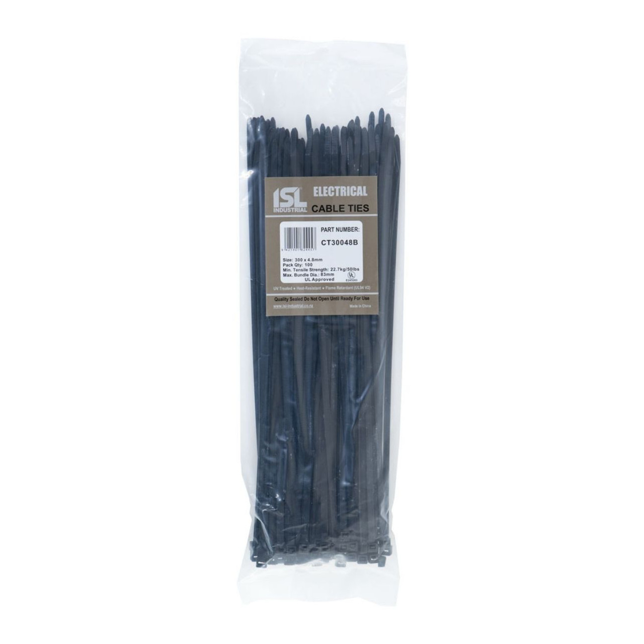 Nylon Cable Ties 300mm x 4.8mm Black 100pk - TWL NZ