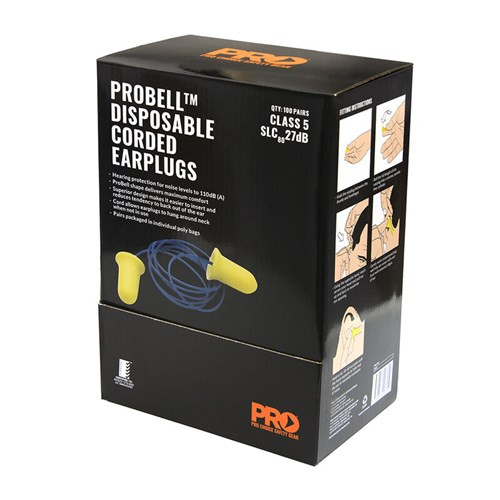ProBell Disposable Corded Earplugs (100 Pairs) - TWL NZ