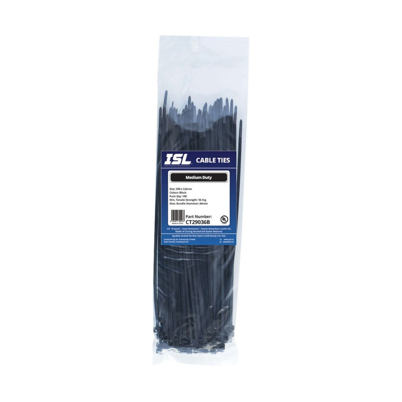 Nylon Cable Ties 250mm x 3.6mm Black 100pk - TWL NZ