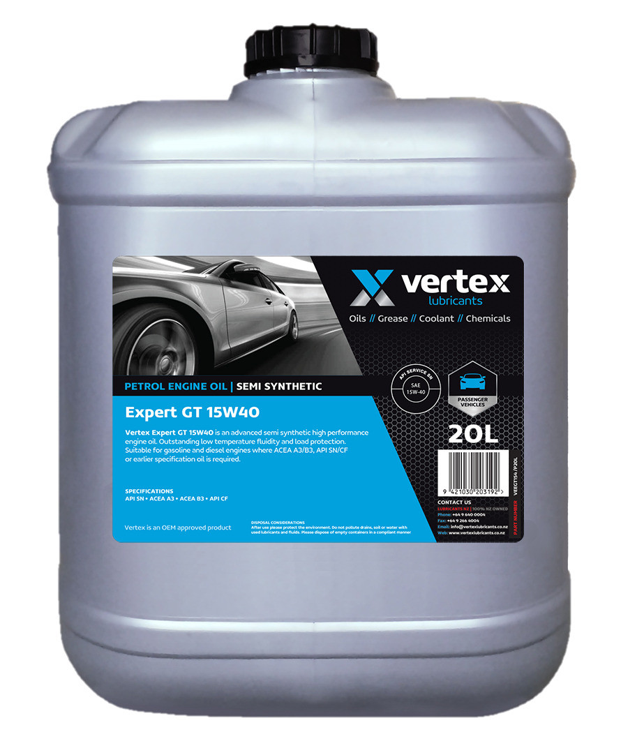 Vertex EO Expert GT 15W40 20L - TWL NZ