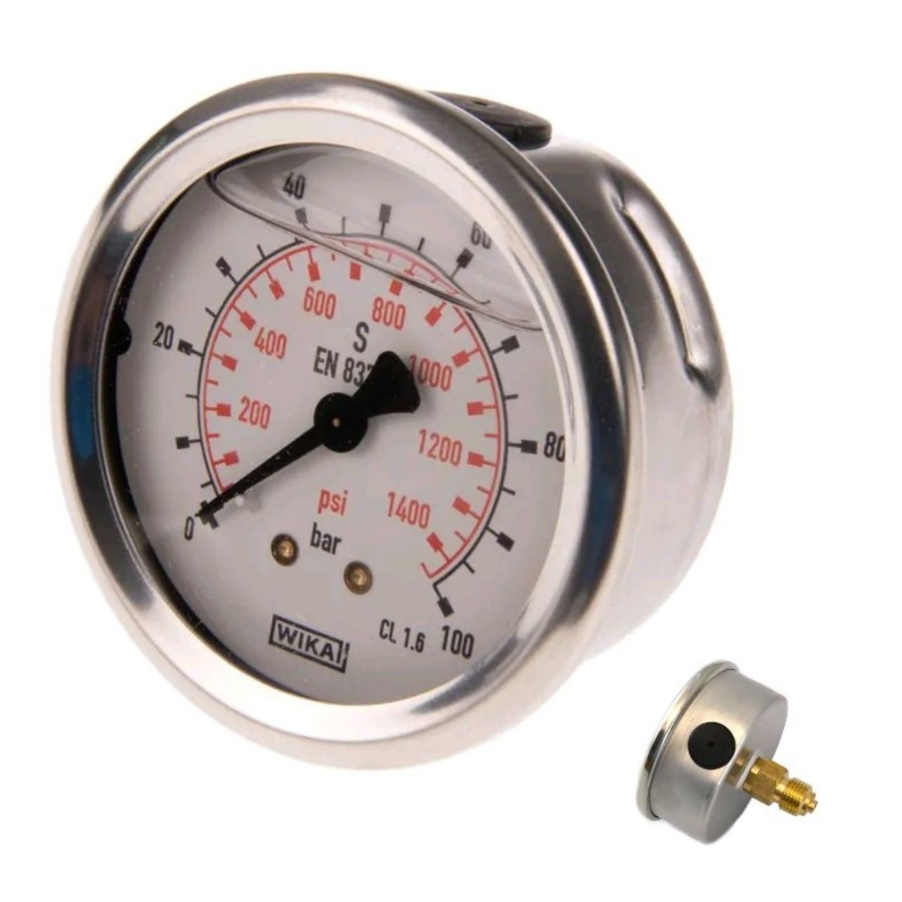 Wika 63mm Pressure Gauge 1000kPa Dual Scale 1/4" L/F Rear - TWL NZ