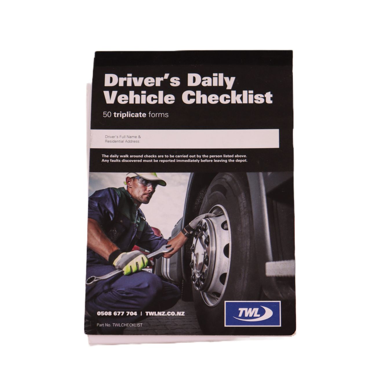 Drivers Daily Vehicle Checklist 50 Page Triplicate - TWL NZ