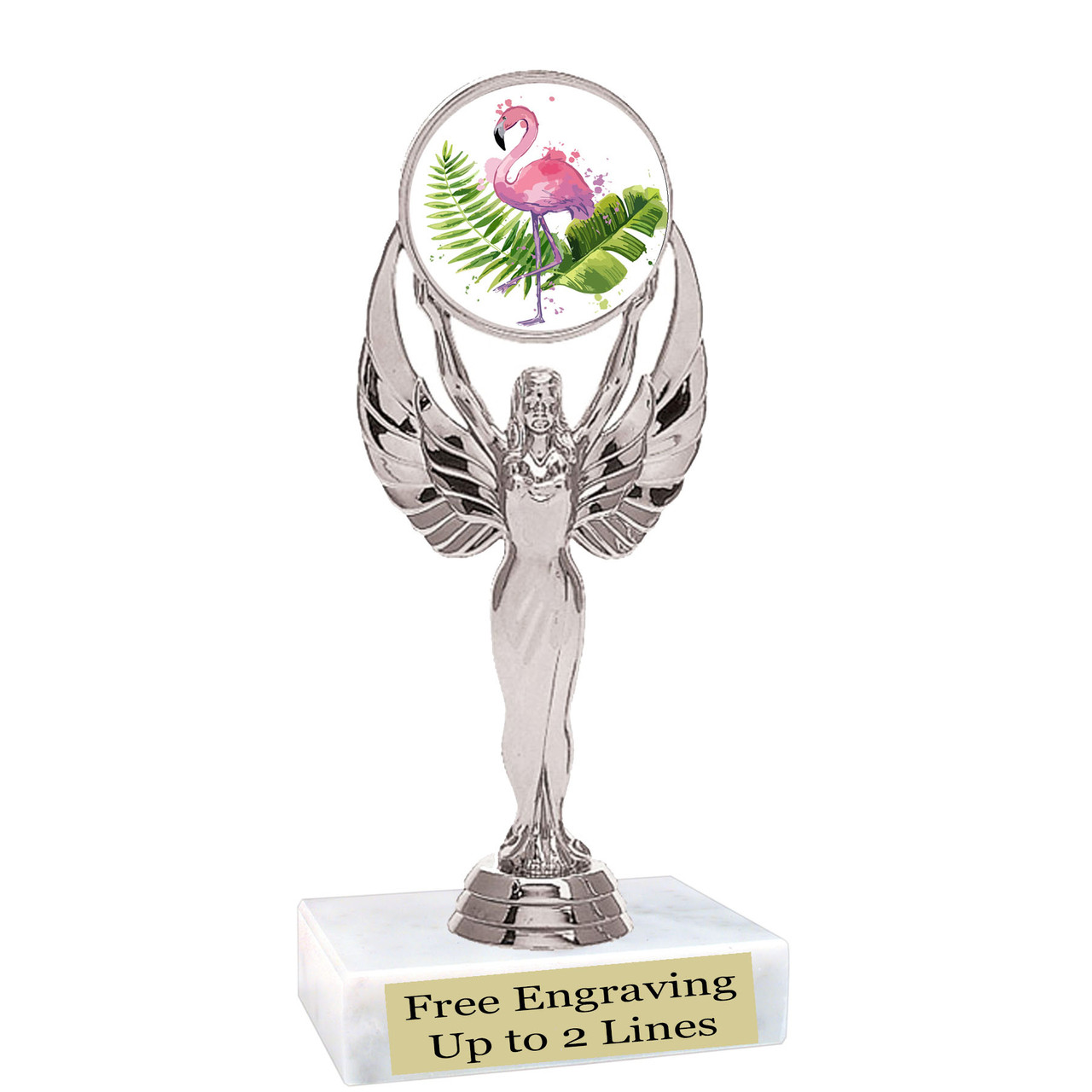 6 tall trophy with choice of flamingo art work Silver 6010 Flamingo ...