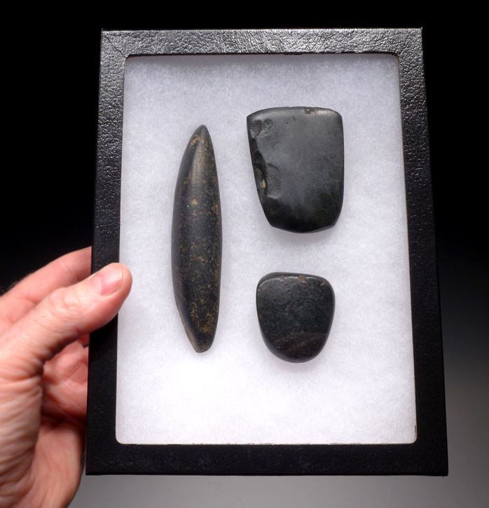 PRE-COLUMBIAN MAYAN HARDSTONE AXES TOOLS BURNISHER