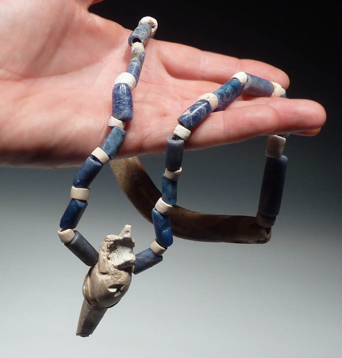 PRE-COLUMBIAN ANCIENT SHELL STONE BEAD NECKLACE JEWELRY