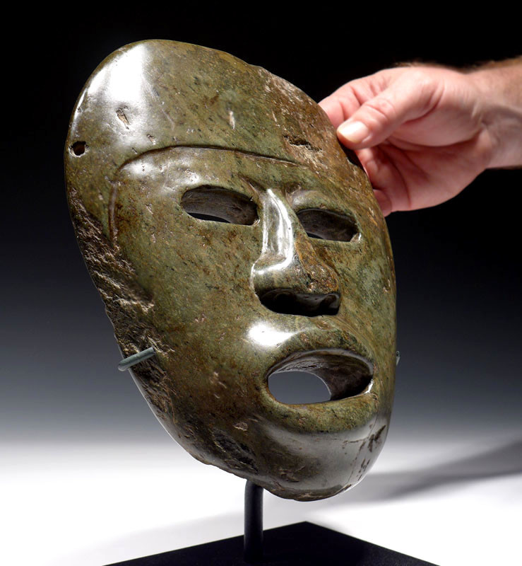 PRE-COLUMBIAN MASK JADE STONE ANCIENT ART