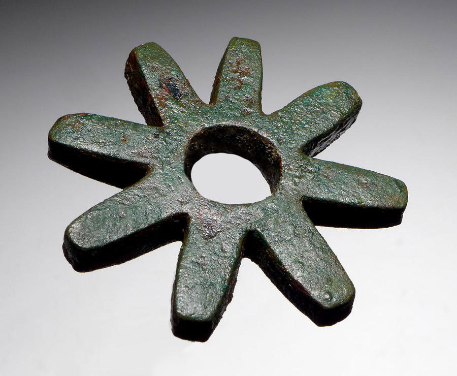 INCA PRECOLUMBIAN STAR MACE BRONZE COPPER MACEHEAD