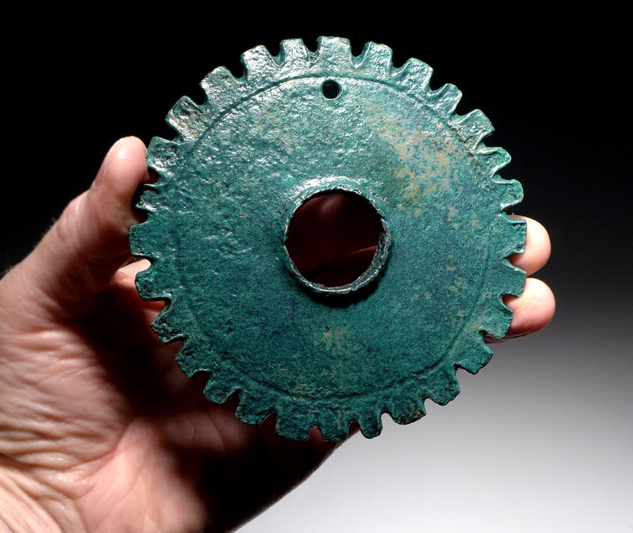 LARGE ANCIENT SUN GOD BRONZE RITUAL MACE OF THE PRE-COLUMBIAN VICUS ...