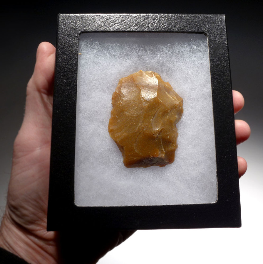 RARE ORANGE FLINT ACHEULEAN FLAKE SCRAPER TOOL FROM FRANCE MADE BY HOMO ...