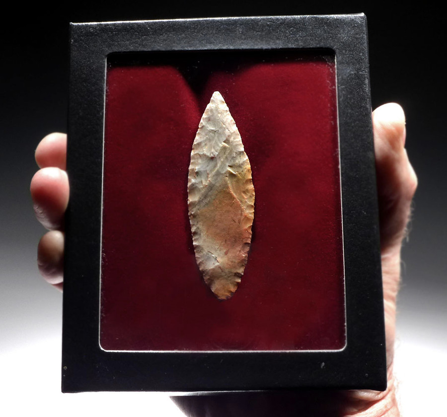 LARGE COLORFUL CAPSIAN AFRICAN NEOLITHIC WILLOWLEAF ARROWHEAD *CAP329 ...
