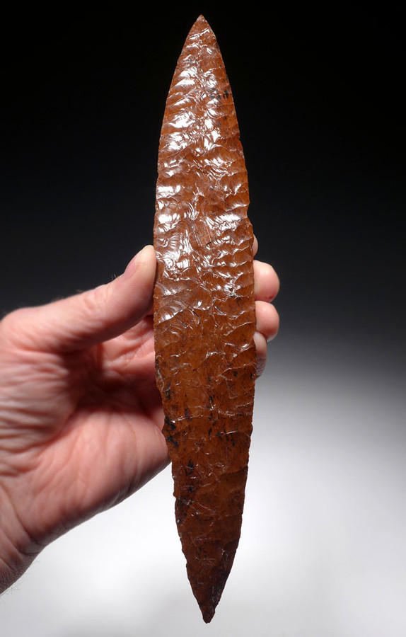 FINEST UNBROKEN PRESTIGE BIFACIAL LEAF BLADE OF RED OBSIDIAN FROM THE ...