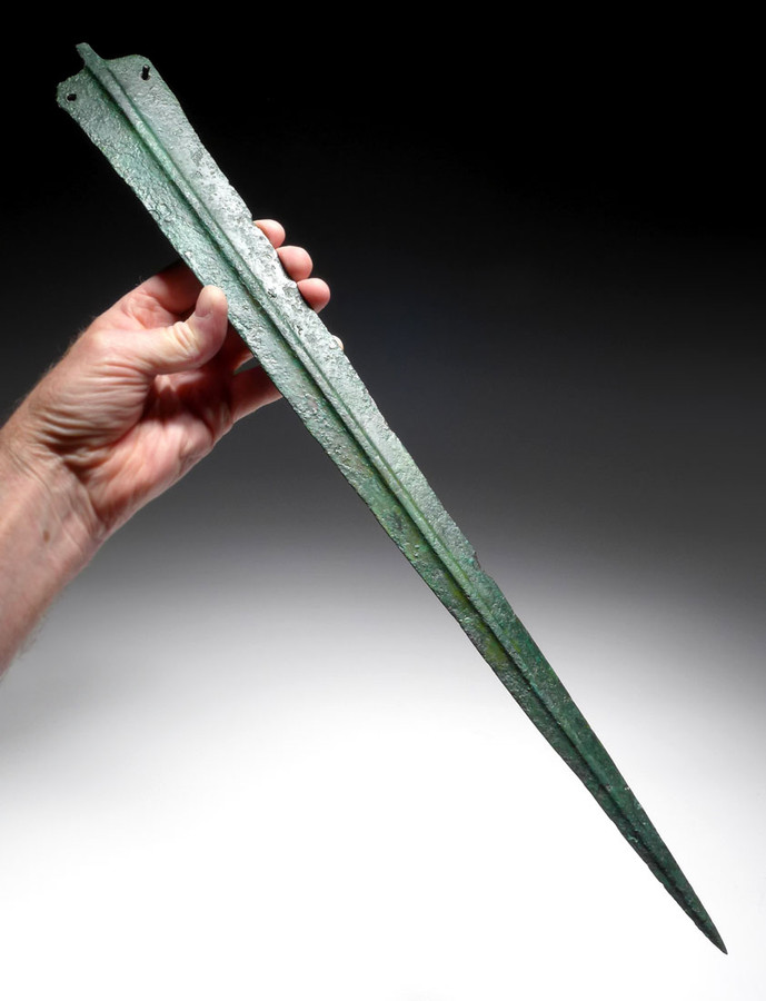 EXCEPTIONALLY LARGE LURISTAN BRONZE SWORD OF THE ANCIENT NEAR EAST ...