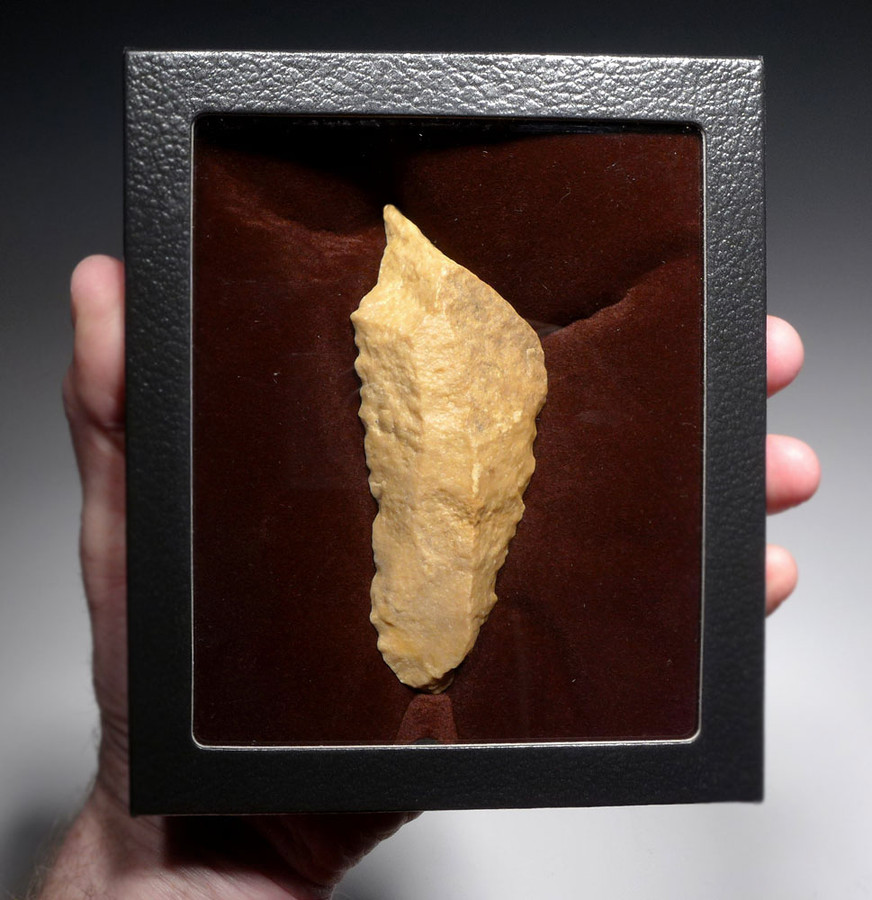 MIDDLE STONE AGE COMBINATION BORER SIDE SCRAPER FLAKE TOOL FROM LIBYA ...