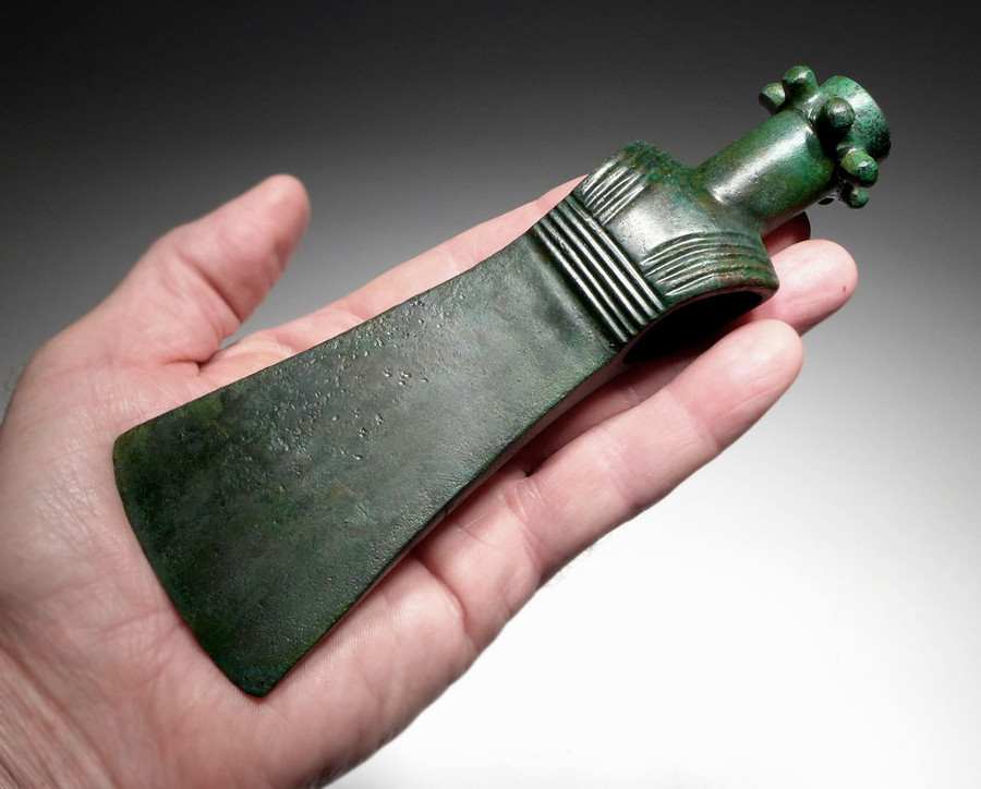 EXTREMELY RARE ANCIENT BRONZE SPIKED HAMMER WAR AXE FROM THE SAKA INDO ...
