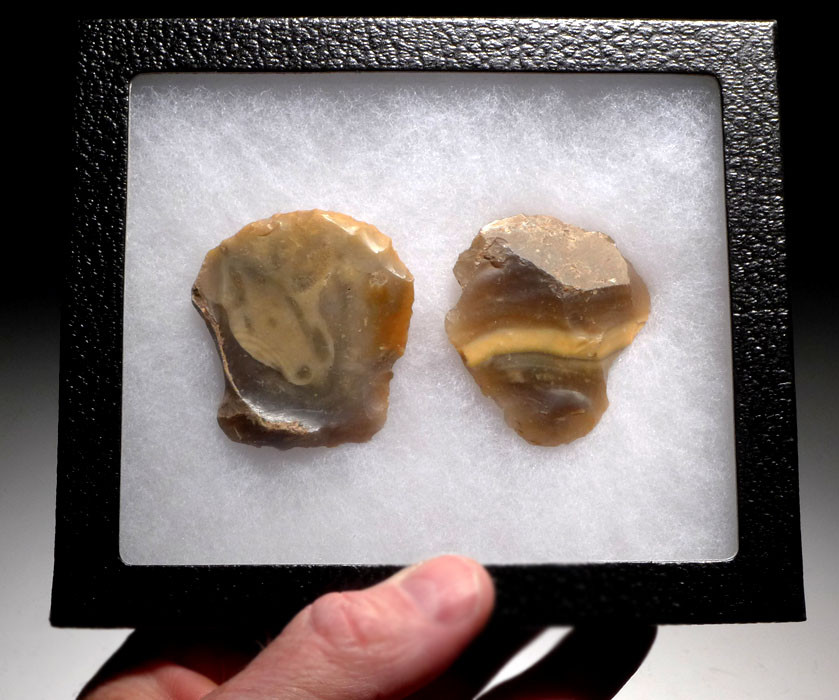 TWO EXCEPTIONAL FLINT DANISH NEOLITHIC FLAKE TOOL SCRAPERS FROM FUNEN ...