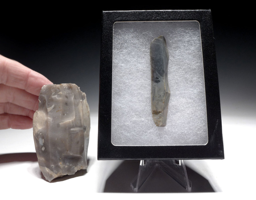 EXCEPTIONAL DANISH NEOLITHIC BLADE CORE AND CORE STRUCK BLADE KNIFE ...