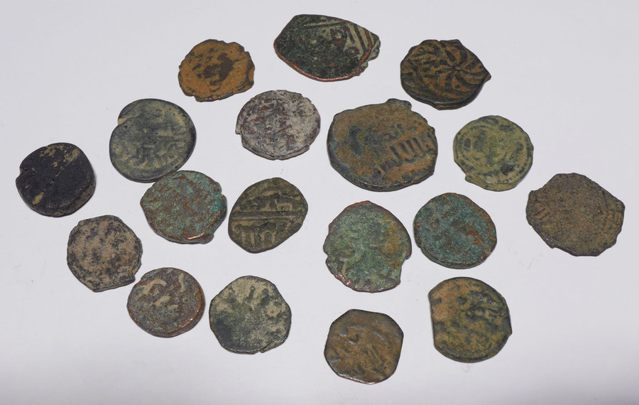 18 ANCIENT ISLAMIC COPPER BRONZE FALS COINS FROM VARIOUS MUSLIM ...