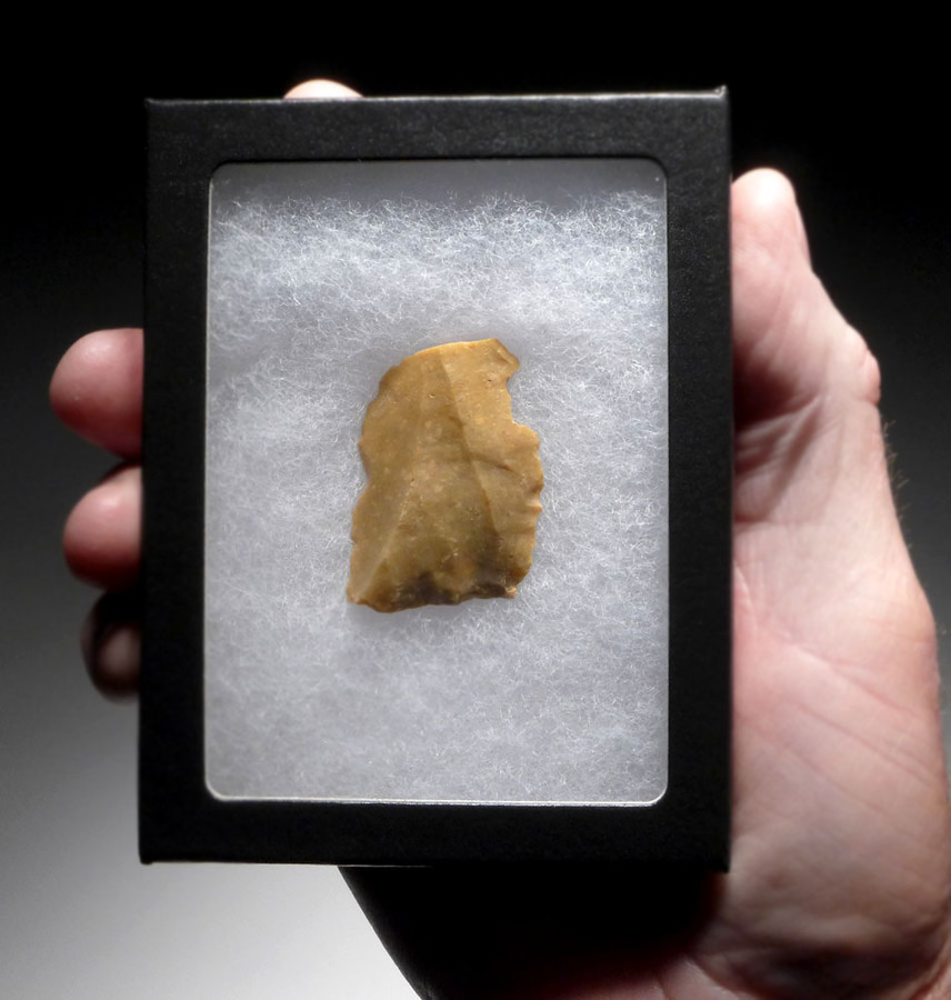 NEANDERTHAL GOLDEN FLINT NOTCH CONCAVE SCRAPER MOUSTERIAN FLAKE TOOL ...