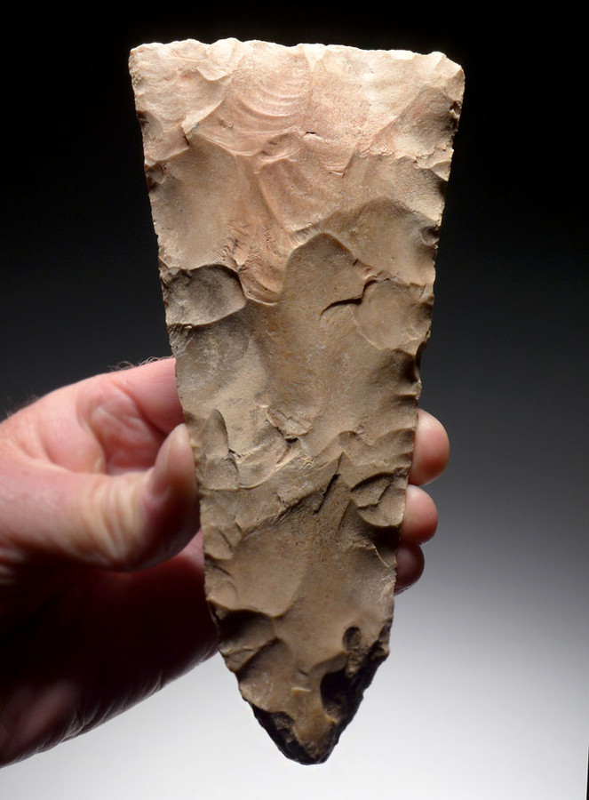 RARE EGYPTIAN PREDYNASTIC NEOLITHIC FLINT AXE WITH ORIGINAL RITUAL RED ...