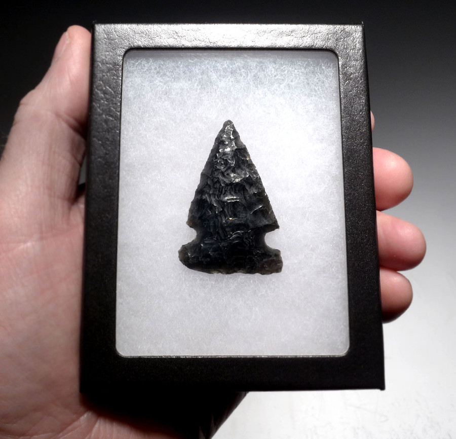 FINEST LARGE AZTEC PRE-COLUMBIAN OBSIDIAN ATLATL NOTCH BASE DART ...