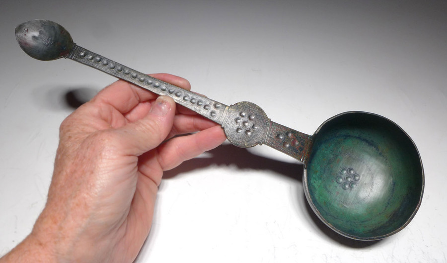 RARE ANCIENT CHRISTIAN BYZANTINE ROMAN GILDED BRONZE LITURGICAL SPOON ...