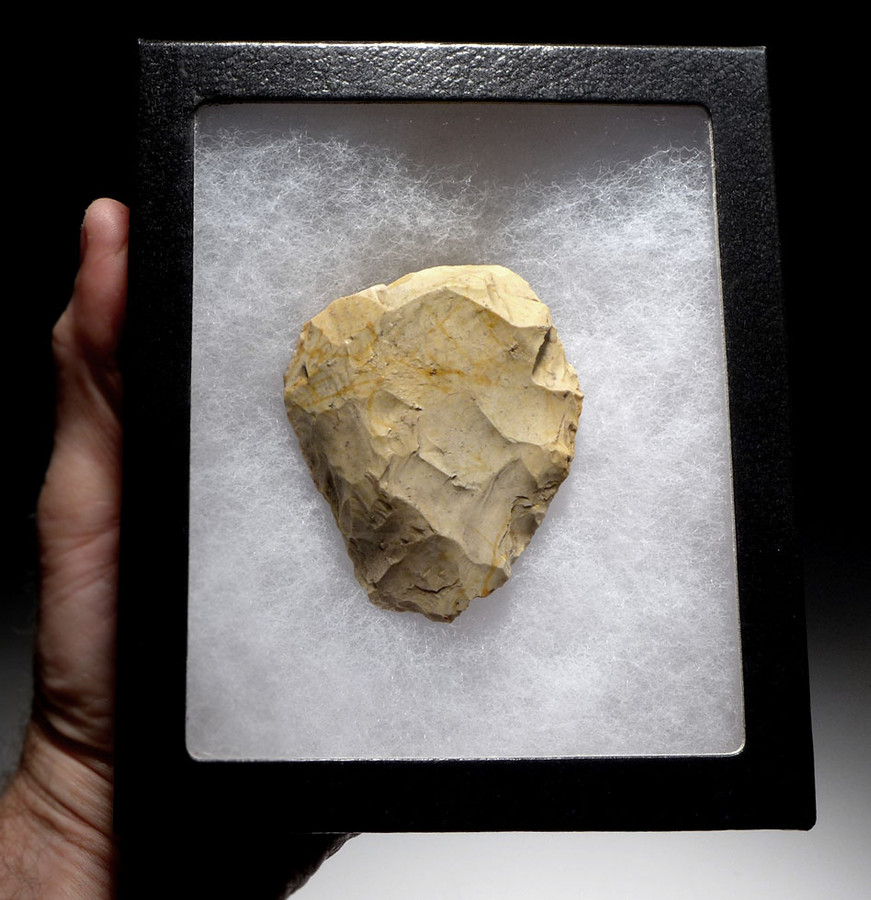 EXQUISITE NEANDERTHAL MOUSTERIAN FLINT BIFACE HAND AXE FROM NORMANDY ...