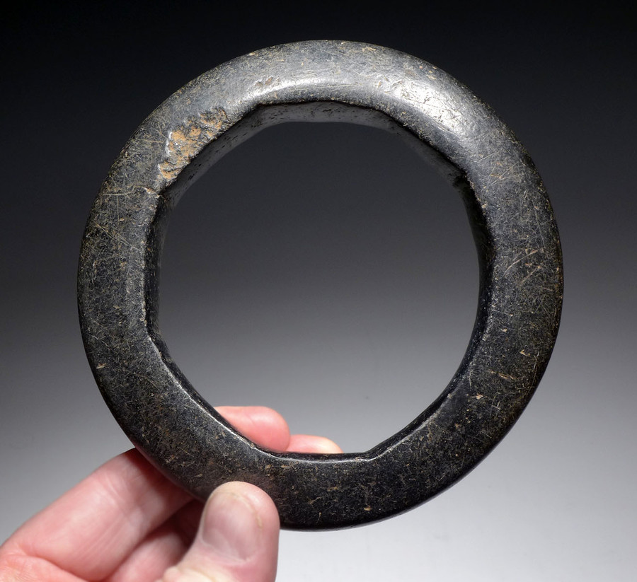 SUPERB WEST AFRICAN ANTIQUE STONE TRIBAL ELBOW WAR BRACELET IN BLACK ...