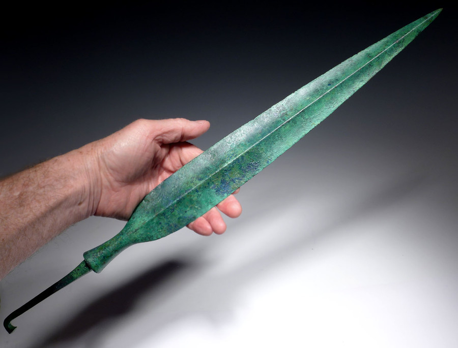 LARGEST MUSEUM-CLASS SUMERIAN ANCIENT BRONZE PHALANX PIKE SPEARHEAD ...